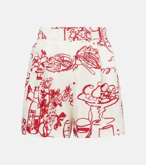 Asceno Printed Silk Twill Shorts - Multicoloured