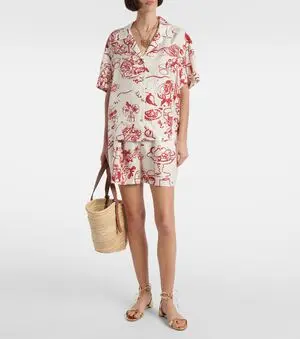 Asceno Printed Silk Twill Shorts