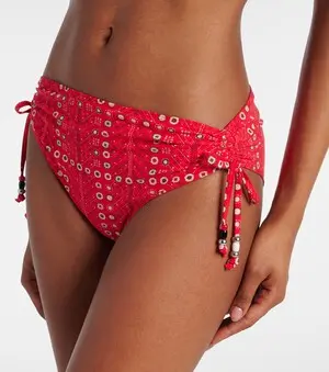 MARANT ETOILE Prudige Printed Mid-rise Bikini Bottoms