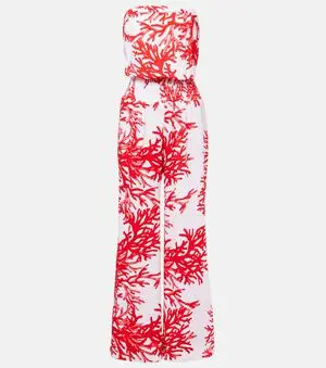 Melissa Odabash Naomi Strapless Coral Print Jumpsuit - Red