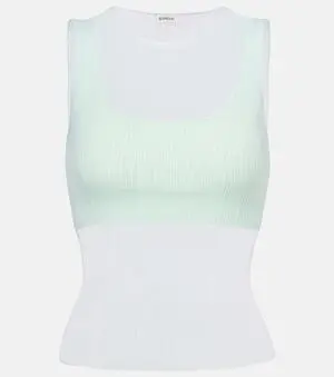 Simkhai Oakley Plissé Semi-sheer Tank Top