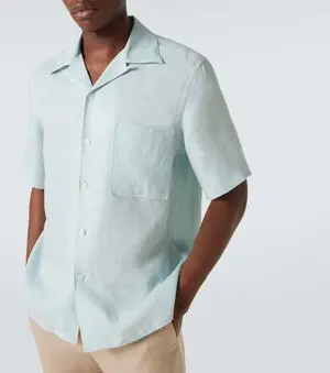 Zegna Linen Bowling Shirt - Blue