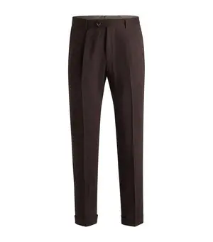 BOSS Linen-wool Tailored Trousers - Brown