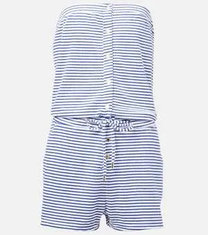 Melissa Odabash Venus Cotton-blend Terry Romper In Stripe