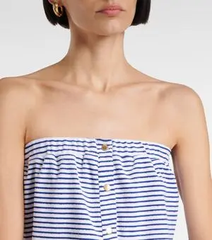 Melissa Odabash Venus Cotton-blend Terry Romper In Stripe