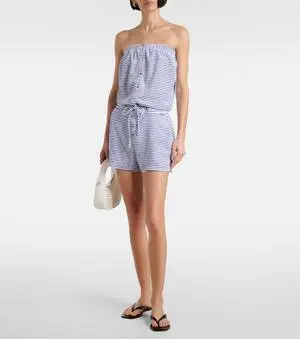 Melissa Odabash Venus Cotton-blend Terry Romper In Stripe