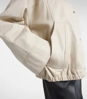 RÓHE Leather Bomber Jacket - White