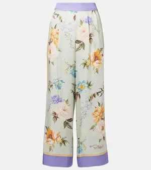 SELF-PORTRAIT Floral Twill Palazzo Pants - Multicoloured