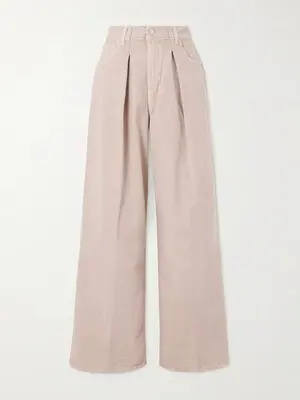 HAIKURE Pleated Mid-rise Wide-leg Jeans - Pink
