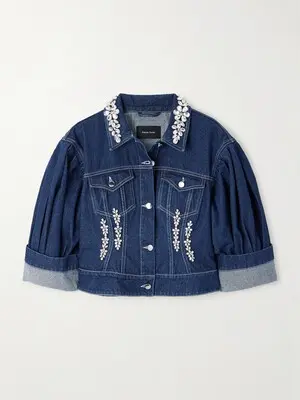 Simone Rocha Embellished Denim Jacket - Blue