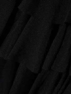 Norma Kamali Lauren Bow-detailed Tiered Ruffled Tulle Mini Dress - Black