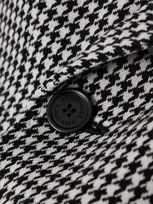 Balenciaga Hourglass Houndstooth Double-breasted Wool Blazer - Gray