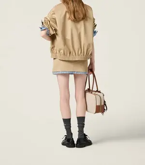 Miu Miu Cotton Chino Mini Skirt With Raw Edge Hem