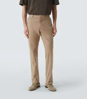 Zegna Cotton-blend Slim Pants - Beige