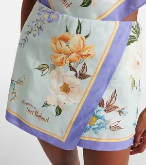 SELF-PORTRAIT Floral Linen And Cotton Shorts