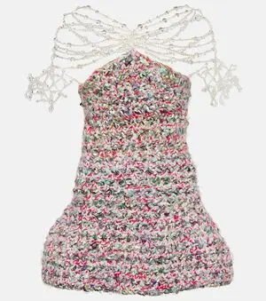 SUSAN FANG Beaded Crochet Minidress - Multicoloured