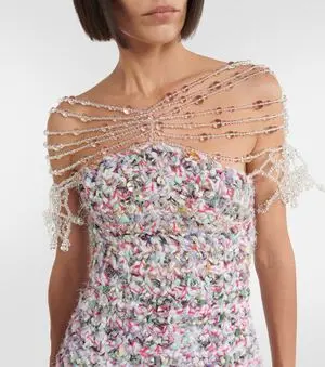 SUSAN FANG Beaded Crochet Minidress