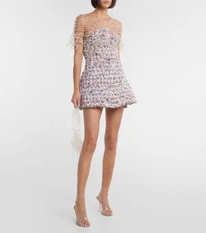 SUSAN FANG Beaded Crochet Minidress