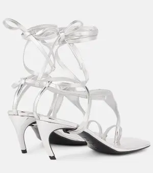 Attico Nova 65 Metallic Leather Thong Sandals - Silver