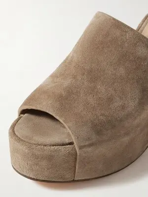 Gabriela Hearst Suede Platform Mules - Neutrals