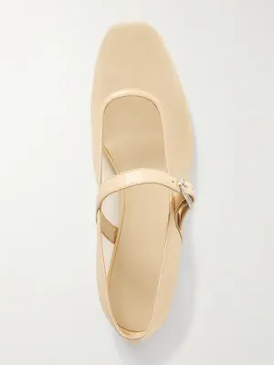 Le Monde Beryl Leather-trimmed Mesh Mary Jane Ballet Flats - Neutrals