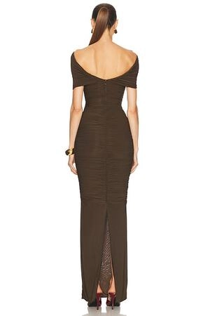 Ronny Kobo Nasha Ruched Jersey Maxi Dress With Front Cut-out - Desert