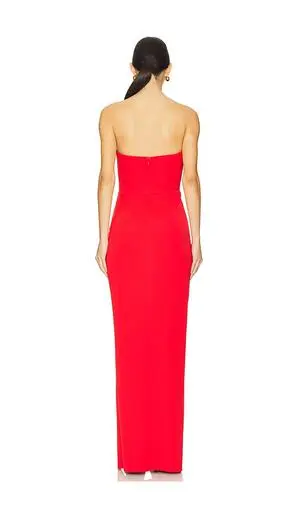 Katie May Strapless Side Slit Gown - Red