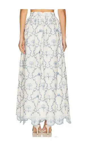 Agua Bendita Tangelo Embroidered Maxi Skirt