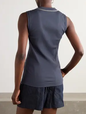 Brunello Cucinelli Ribbed Cotton-blend Tank With Monili Bead Embellishment