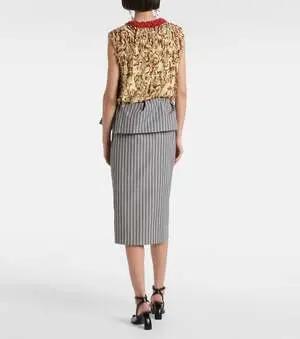 Dries Van Noten Striped Cotton Poplin Midi Skirt