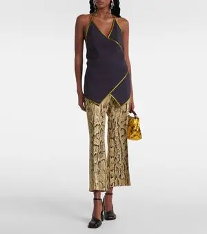 Dries Van Noten Crepe Satin Wrap Top