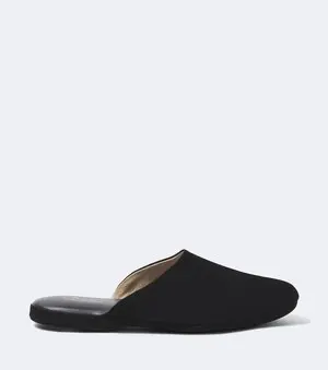 Charvet Suede Square Toe Slippers - Black