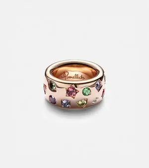 Pomellato Iconica Large Ring In 18kt Rose Gold With Mixed Gemstones - Multicoloured