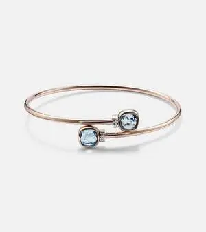 Pomellato Nudo 18kt White And Rose Gold Bangle With Diamonds And Topaz - Silver