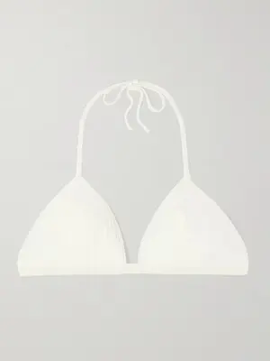 ERES The Vogue Extra Grosgrain-trimmed Jacquard Triangle Halterneck Bikini Top - Neutrals