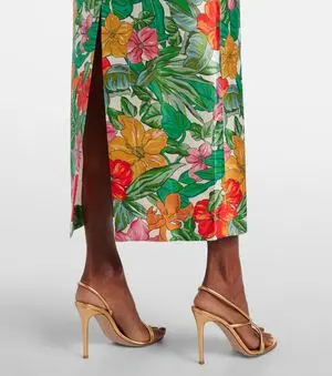 ALEMAIS Printed Off-shoulder Maxi Dress