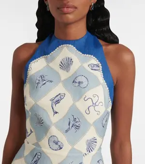 ALEMAIS Pia Printed Linen Mini Dress