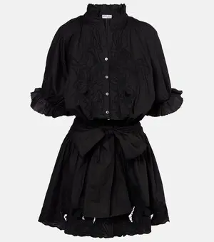JULIET DUNN Embroidered Cotton Poplin Minidress