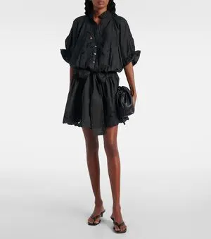 JULIET DUNN Embroidered Cotton Poplin Minidress