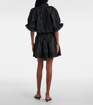 JULIET DUNN Embroidered Cotton Poplin Minidress