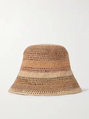 Chloé Sunset Embroidered Striped Raffia Hat - Neutrals