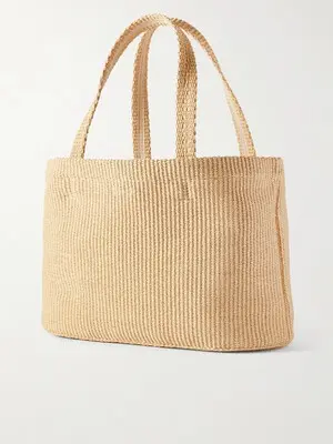 JIMMY CHOO Avenue Logo-embroidered Raffia Tote Bag - Neutrals