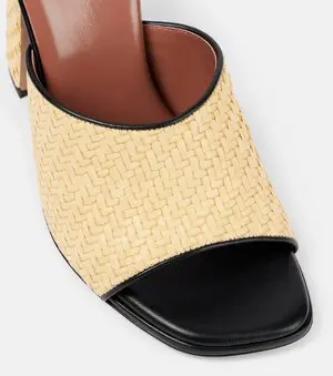 Paris Texas Ava Raffia And Leather Heeled Mules