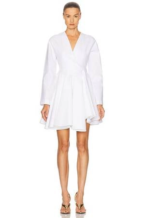 Alaïa Asymmetrical Pleated Poplin Dress - Blanc