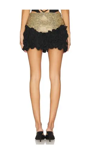 KIM SHUI Ruched Faux Leather Skirt