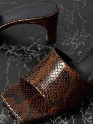AeydĒ Jeanie Snake-effect Leather Mules - Brown