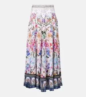 Camilla Embellished Linen Maxi Skirt - Multicoloured