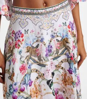 Camilla Embellished Linen Maxi Skirt