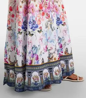 Camilla Embellished Linen Maxi Skirt