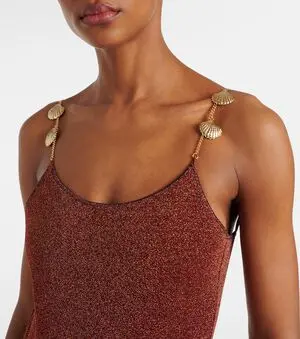 Oseree Lumiere Shell Embellished Swimsuit - Brown